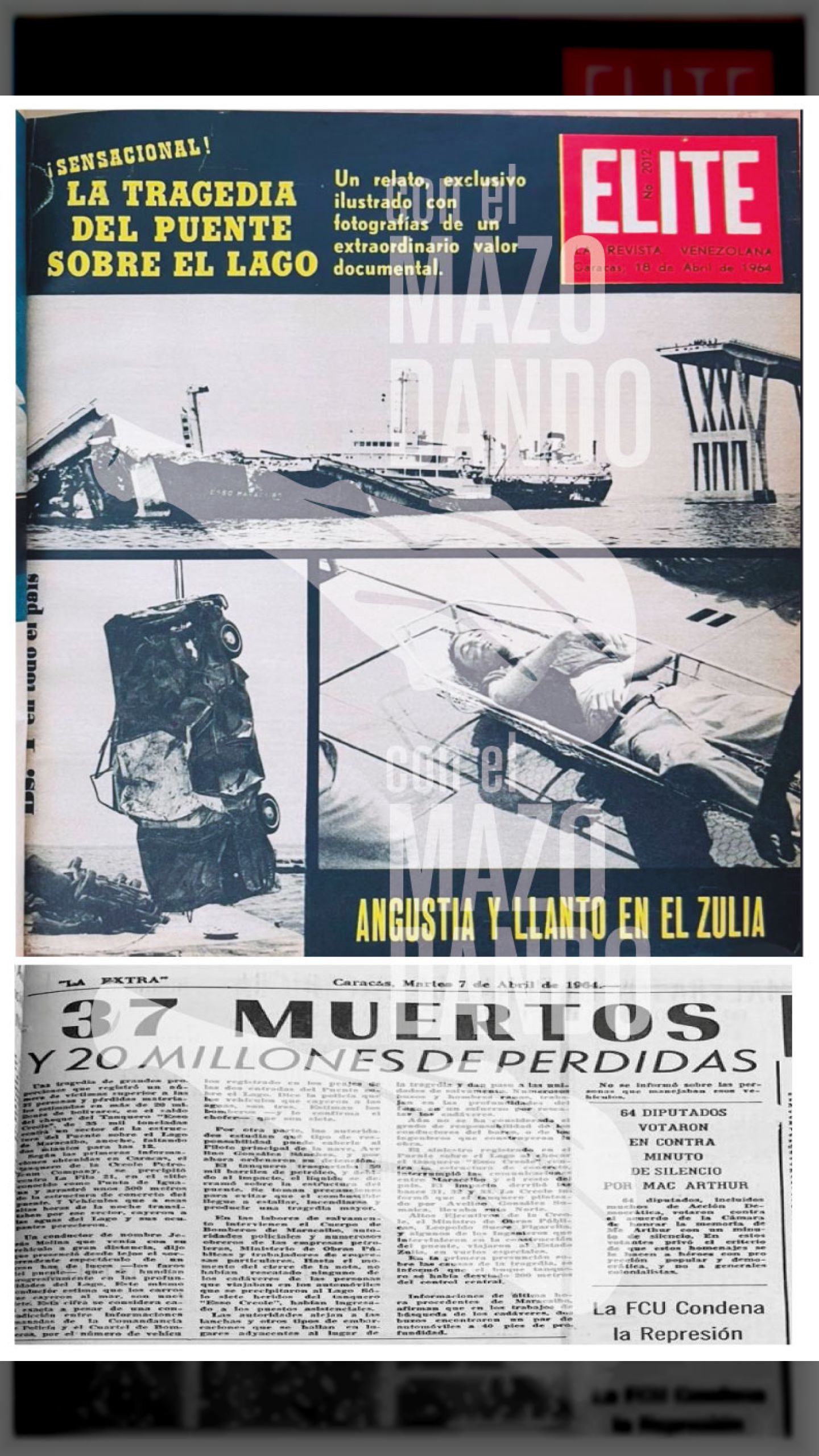 THE TRAGEDY OF THE BRIDGE OVER THE LAKE 37 DEAD AND 20 MILLION LOST