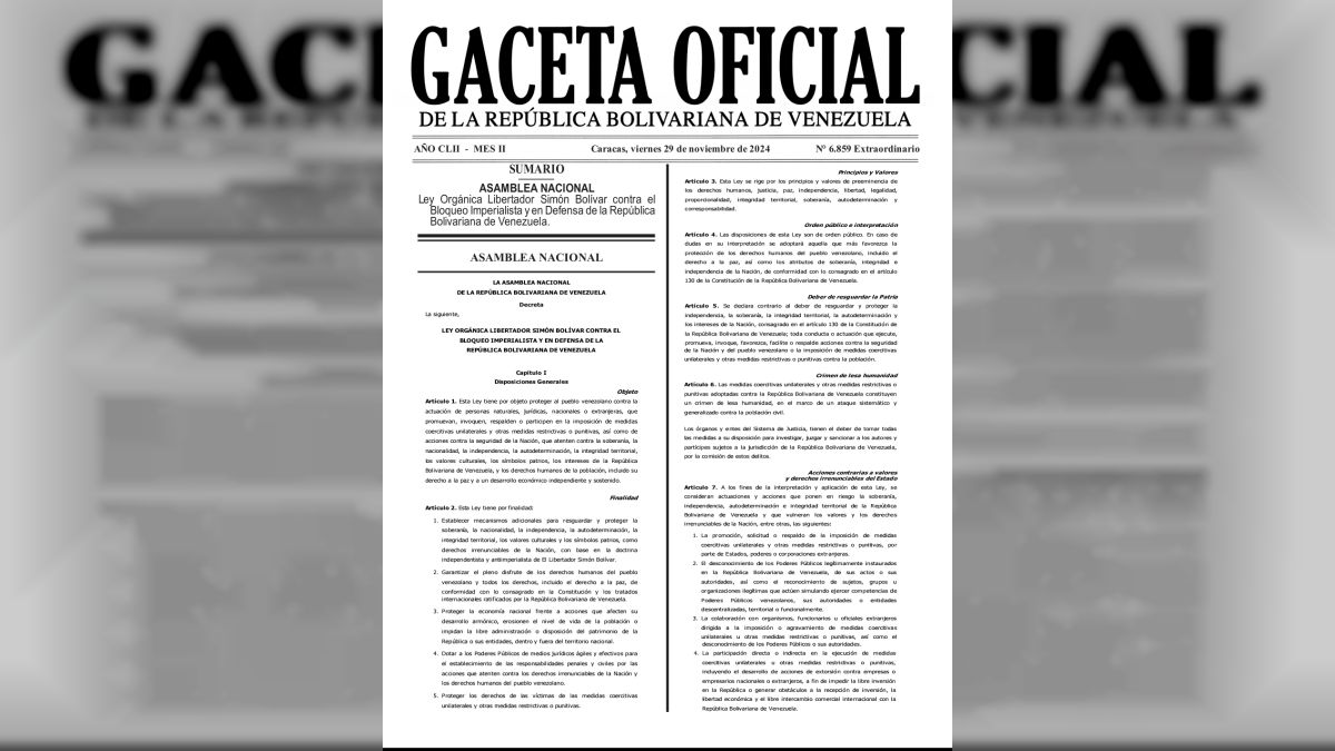En Gaceta Oficial Ley Libertador Simón Bolívar en defensa de la Patria